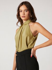 SHEIN BIZwear Twist Detail Halter Top Workwear | SHEIN USA