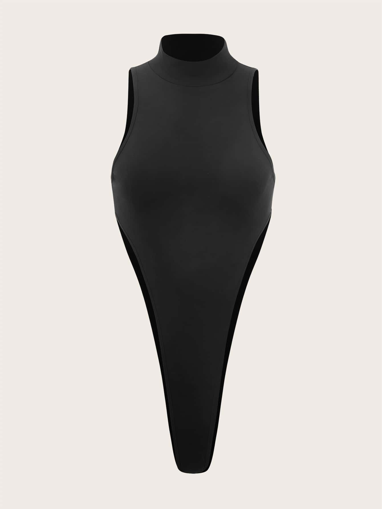 SHEIN ICON Mock Neck High Cut Tank Bodysuit | SHEIN USA