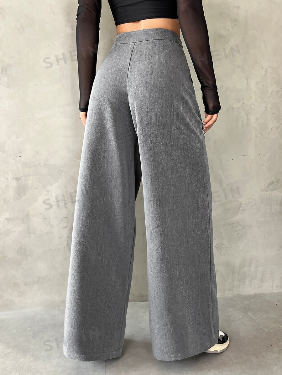 SHEIN EZwear Calças pernas largas Cintura alta | SHEIN Brasil