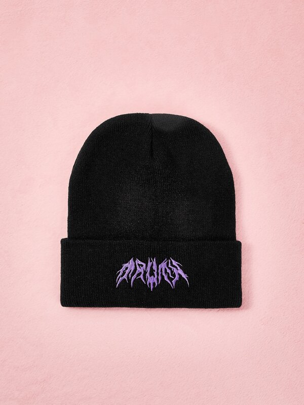 Goth Graphic Embroidered Cuff Beanie | SHEIN USA