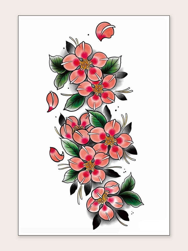 1sheet Floral Print Tattoo Sticker | SHEIN
