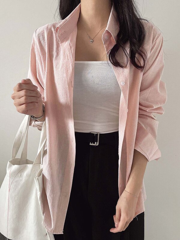 DAZY Camisa Con Rayas Y Botones Frontales | Mode de Mujer | SHEIN España