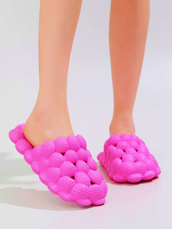 Neon Pink Hollow Out Vented Clogs | SHEIN UK