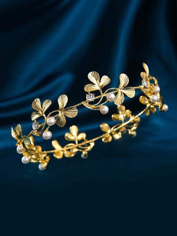Flower And Faux Pearl Decor Bridal Headwear Shein Usa