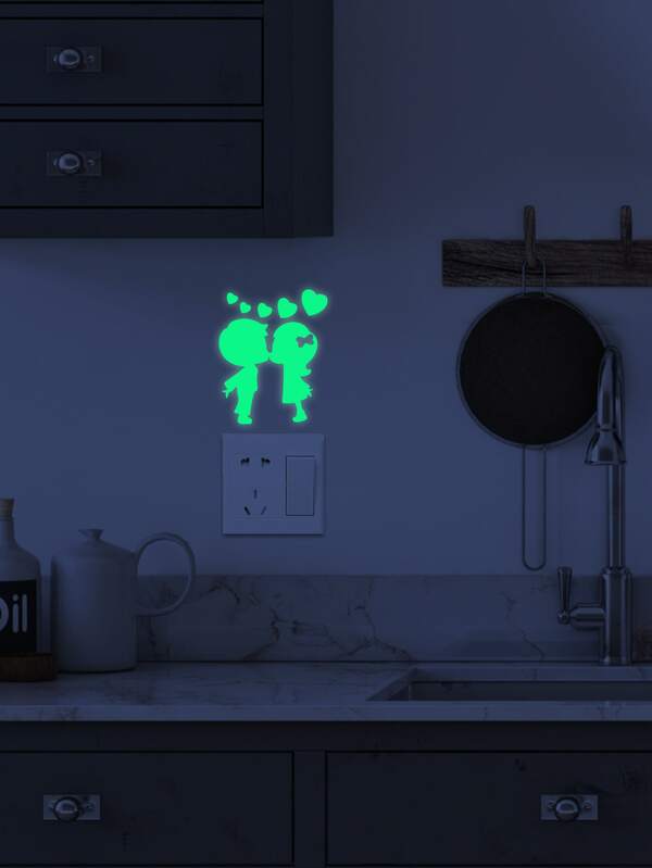 1pc Glow-in-the-dark Cartoon Graphic Switch Wall Sticker, Cute Switch ...
