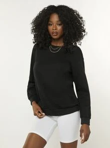 SHEIN EZwear Drop Shoulder Solid Pullover | SHEIN USA