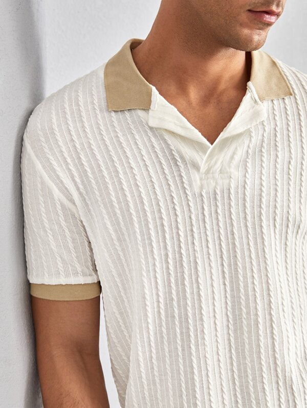 SHEIN X MOHA Manfinity Homme Men Contrast Trim Textured Polo Shirt ...