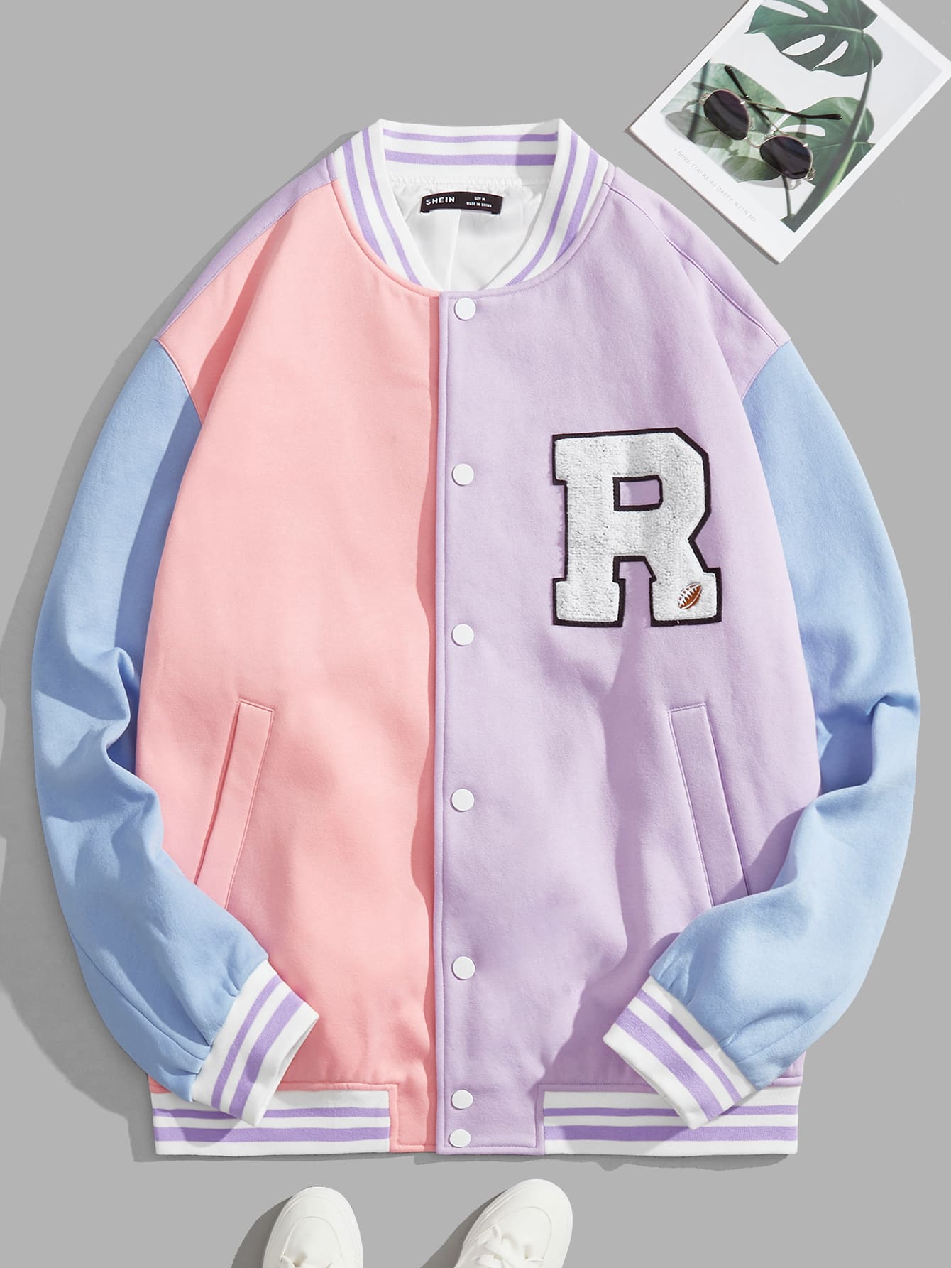 Manfinity Sporsity Men Colorblock Letter Patched Striped Trim Varsity ...