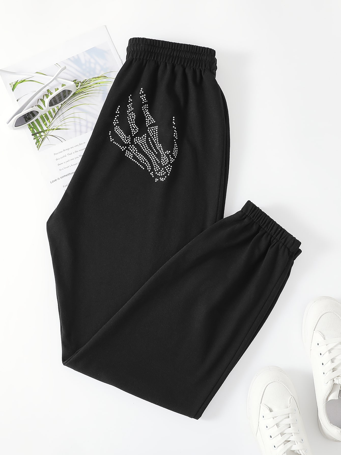 SHEIN Coolane Rhinestone Skeleton Pattern Sweatpants | SHEIN South Africa