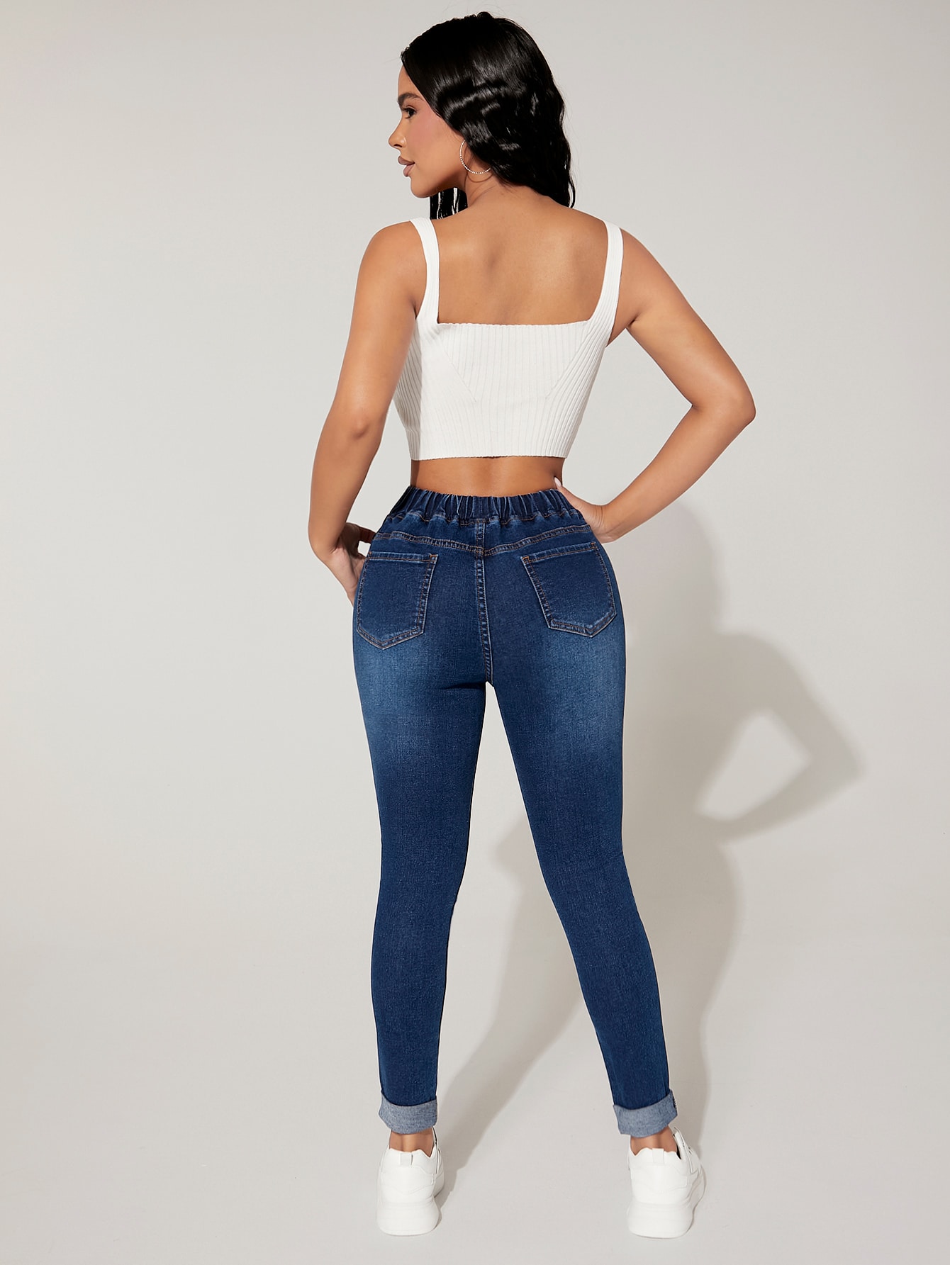 SHEIN PETITE Drawstring Waist Skinny Jeans | SHEIN USA