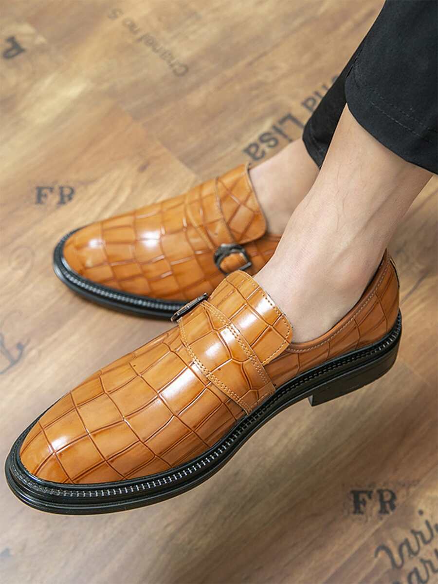 Men Crocodile Embossed Monk Strap Shoes | SHEIN USA