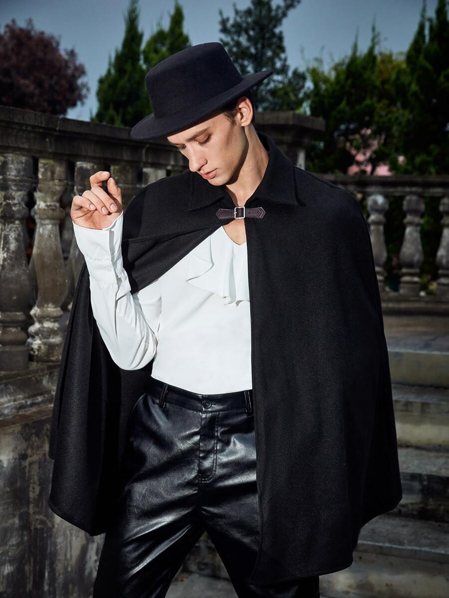 Manfinity Men Buckled Front Cape Overcoat | SHEIN USA