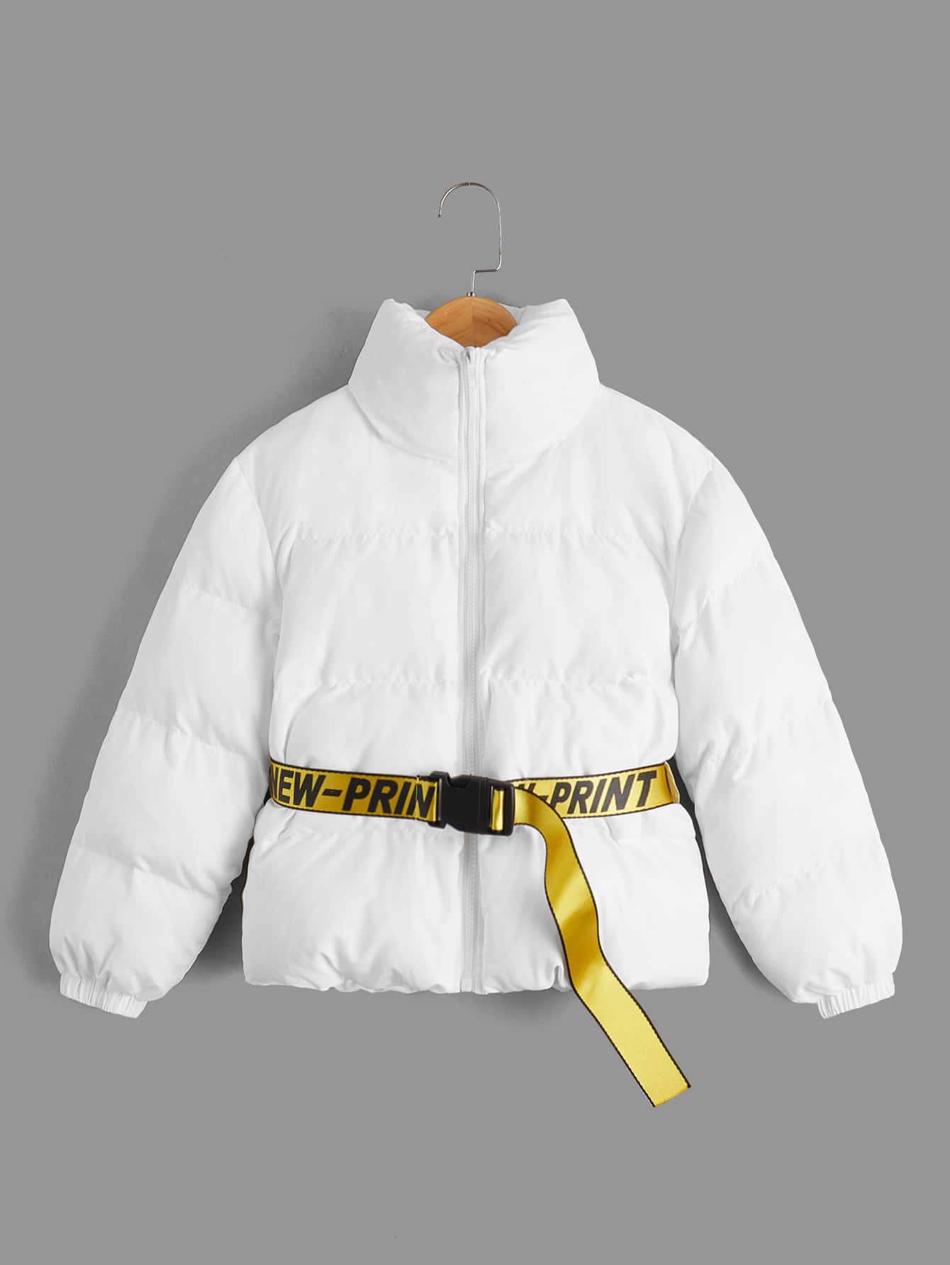 SHEIN Tween Girls Zipper Front Belted Padded Coat | SHEIN USA