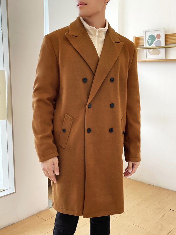 Manfinity Homme Homens Sobretudos Coleira de lapela Trespassado | SHEIN ...