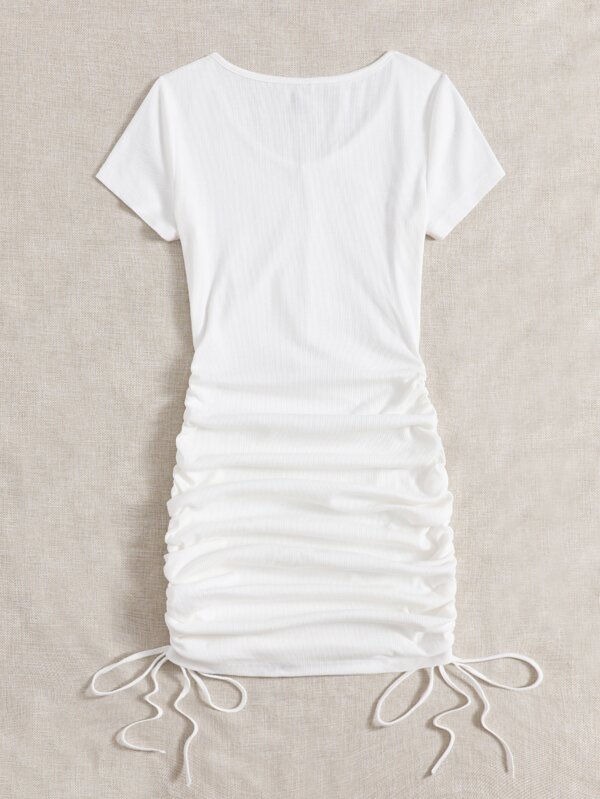 Shein Ezwear V-neck Drawstring Ruched Side Dress | Shein Usa