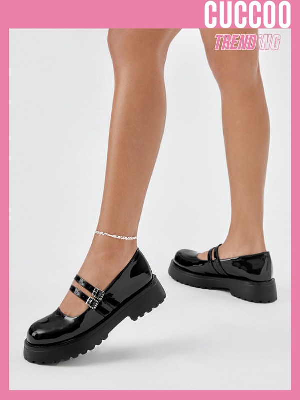 Cuccoo Everyday Collection Buckle Decor Flatform Mary Jane Shoes