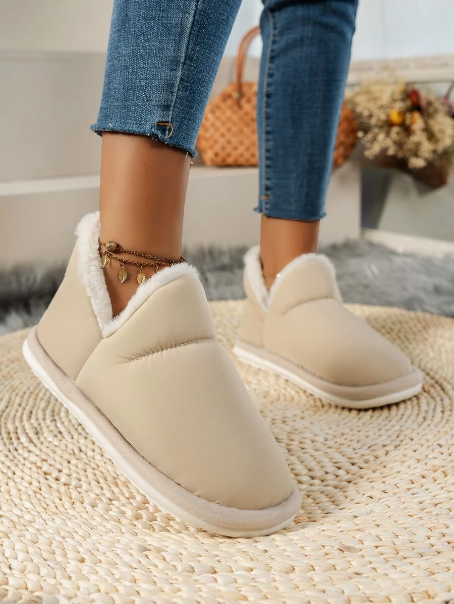 Fluffy Trim Slipper Boots | SHEIN USA