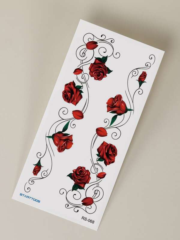 1sheet Rose Pattern Tattoo Sticker | SHEIN UK