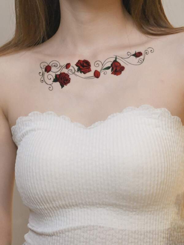 1sheet Rose Pattern Tattoo Sticker | SHEIN UK