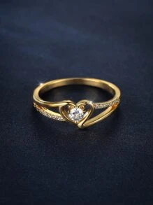 Vanel Heart & Rhinestone Decor Ring | SHEIN USA