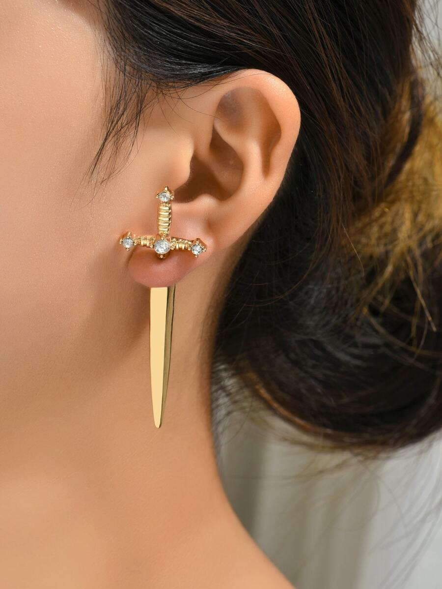 Rhinestone Decor Sword Design Earring Jackets | SHEIN USA