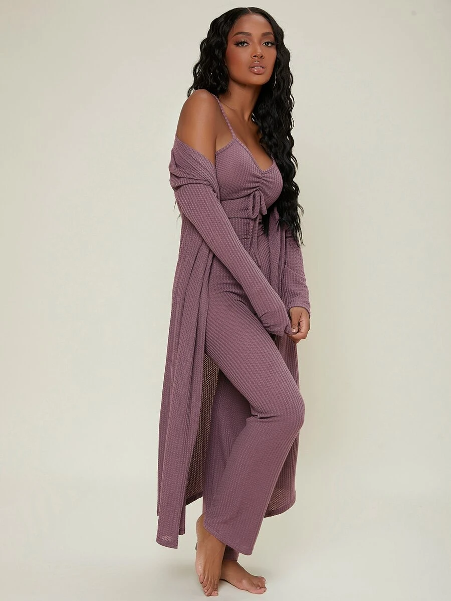 Ruched Bust Solid Lounge Set Outfit | SHEIN USA