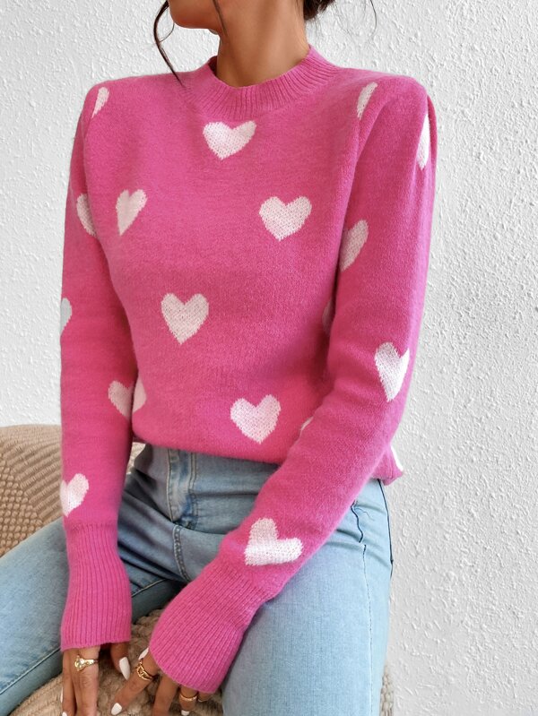 Heart Pattern Sweater | SHEIN USA