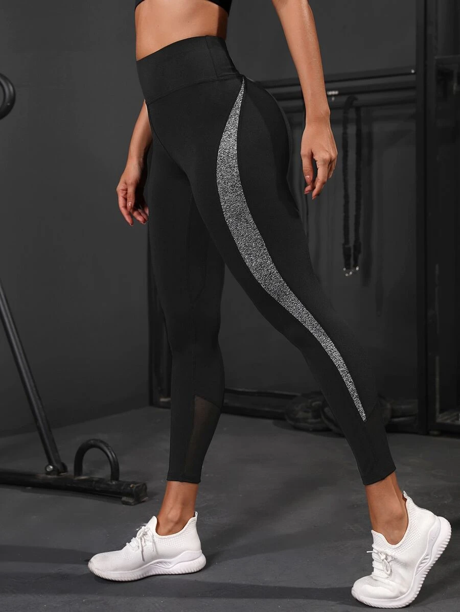 Powerista Contrast Color Panel Cropped Gym Leggings Y-Shaped Booty ...
