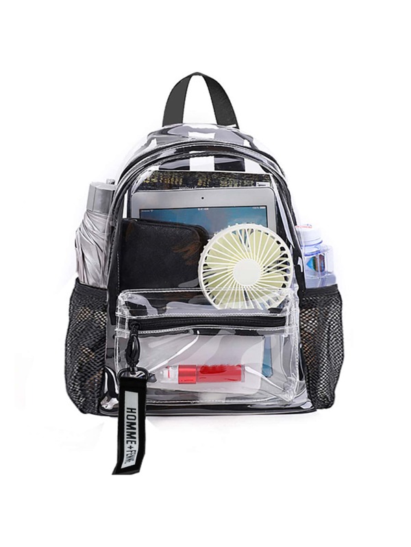 Clear Mesh Panel Functional Backpack School Bag For Graduate, Teen ...