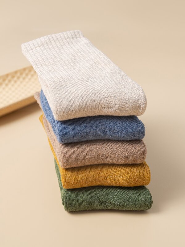 5pairs Solid Crew Socks | SHEIN USA