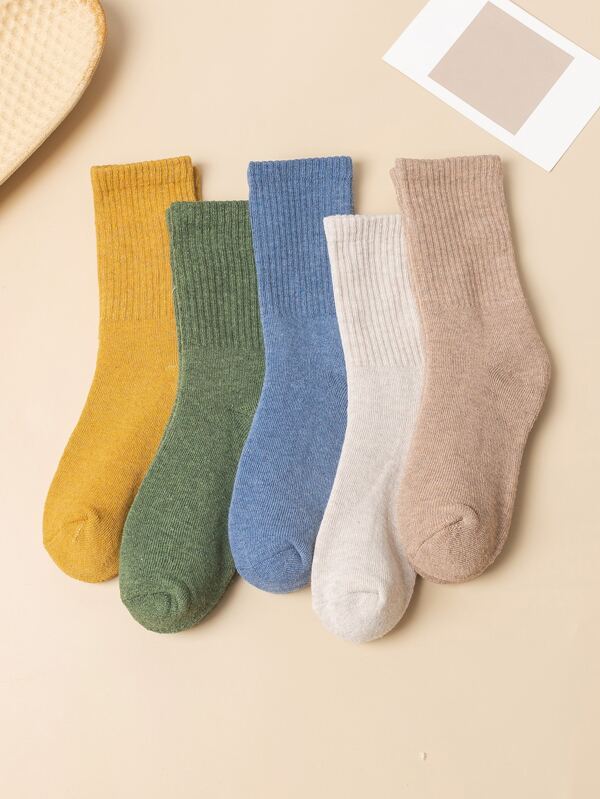 5pairs Solid Crew Socks | SHEIN USA