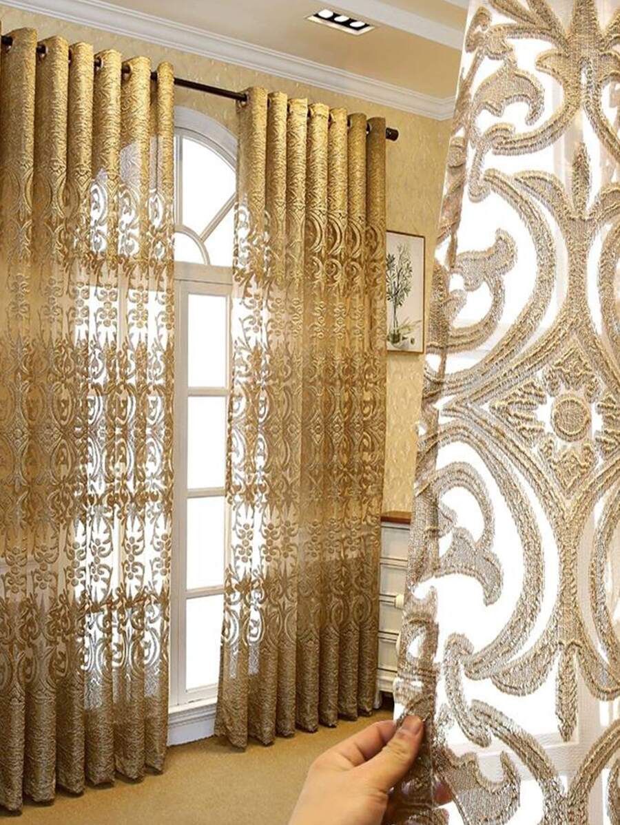 Flower Embroidered Single Panel Sheer Curtain | SHEIN USA