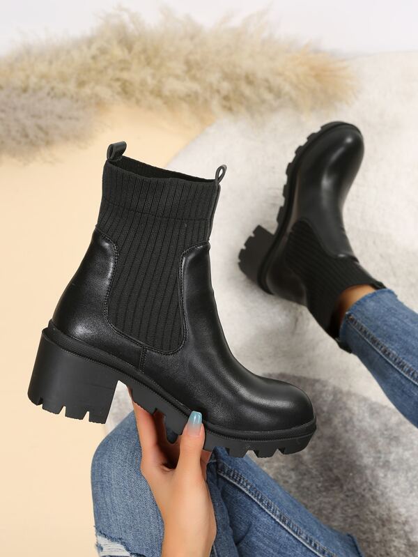 Botas calcetín negro minimalista sin cordones plataforma | Moda de ...