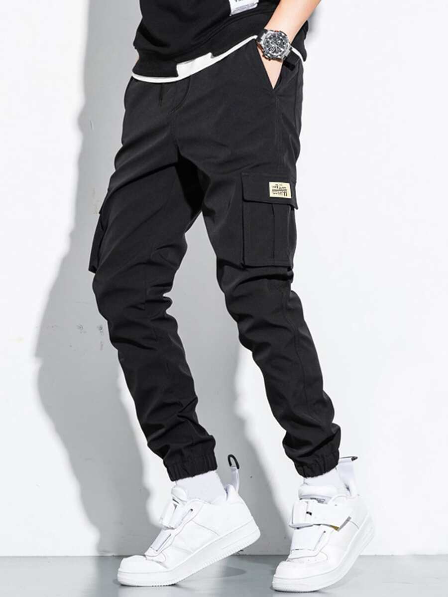 Manfinity Hypemode Men Letter Patched Flap Pocket Cargo Pants, Cargo Sweatpants Men, Men's ...