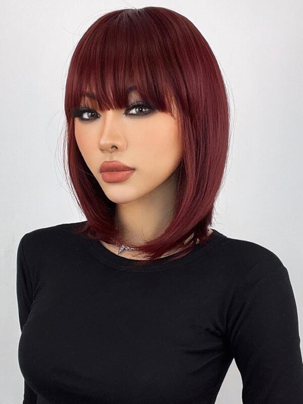 Short Straight Synthetic Wig With Bangs Shein Usa