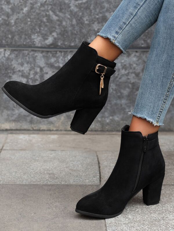 Botas clásicas gamuza sintética con diseño de hebilla de punta con ...