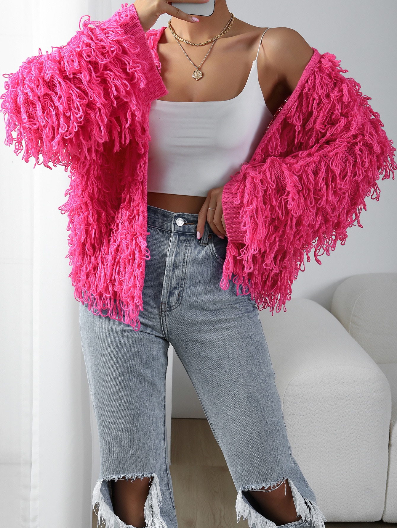 SHEIN BAE Shaggy Knit Duster Cardigan | SHEIN USA