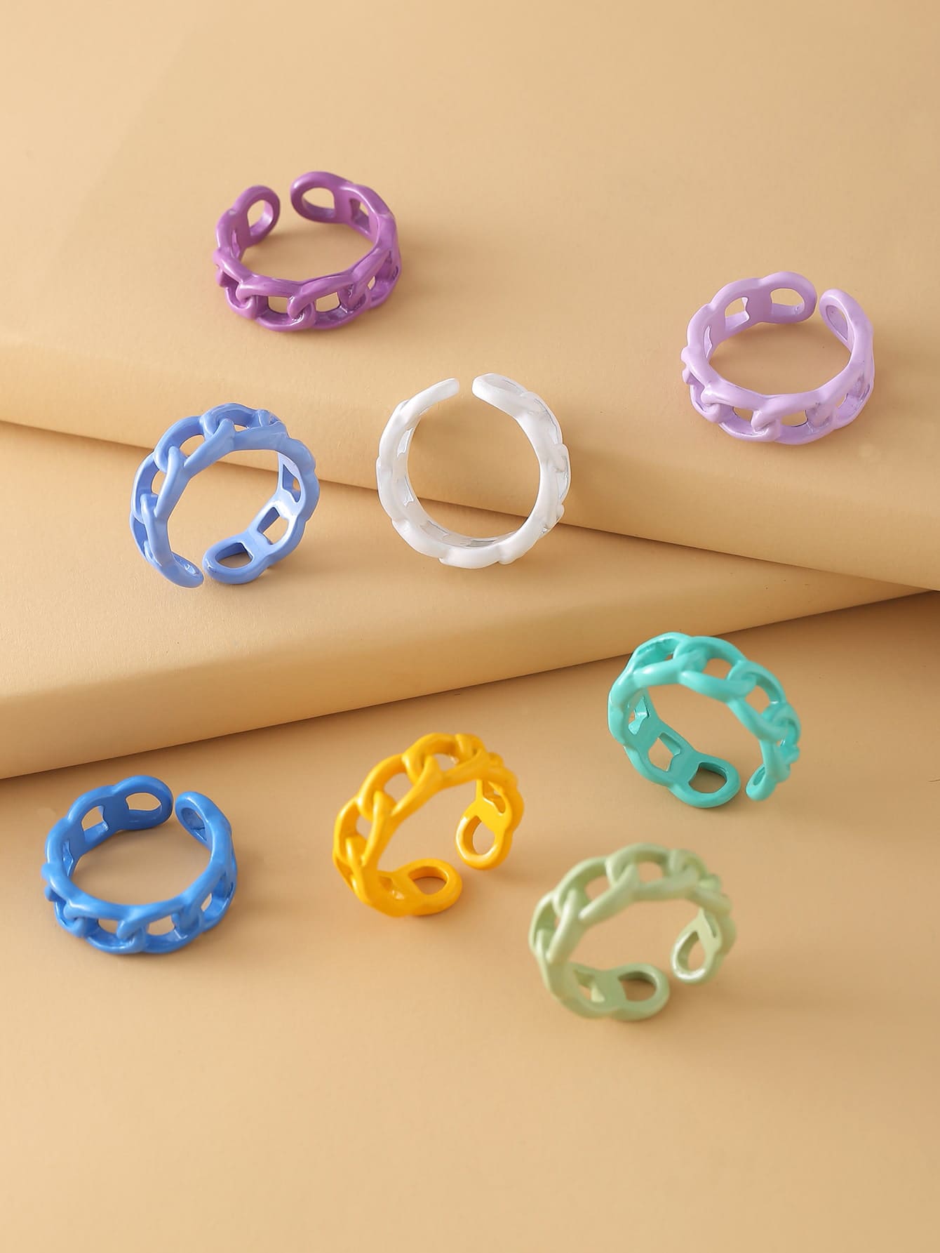 8pcs Chain Design Cuff Ring | SHEIN USA