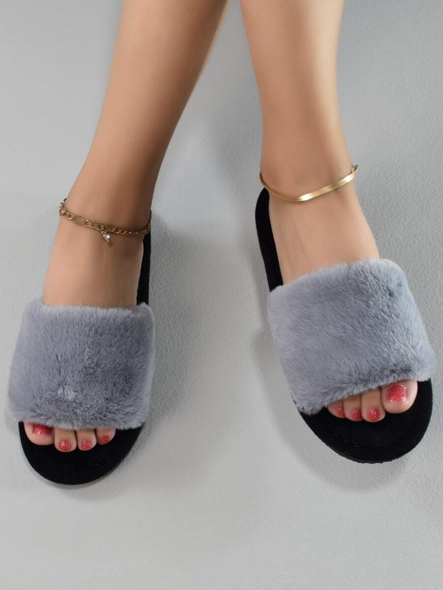 Single Band Fuzzy Bedroom Slippers | SHEIN USA