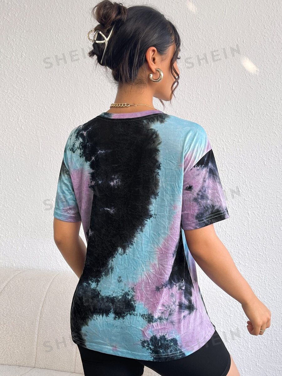 SHEIN Essnce Tie Dye Drop Shoulder Tee | SHEIN USA
