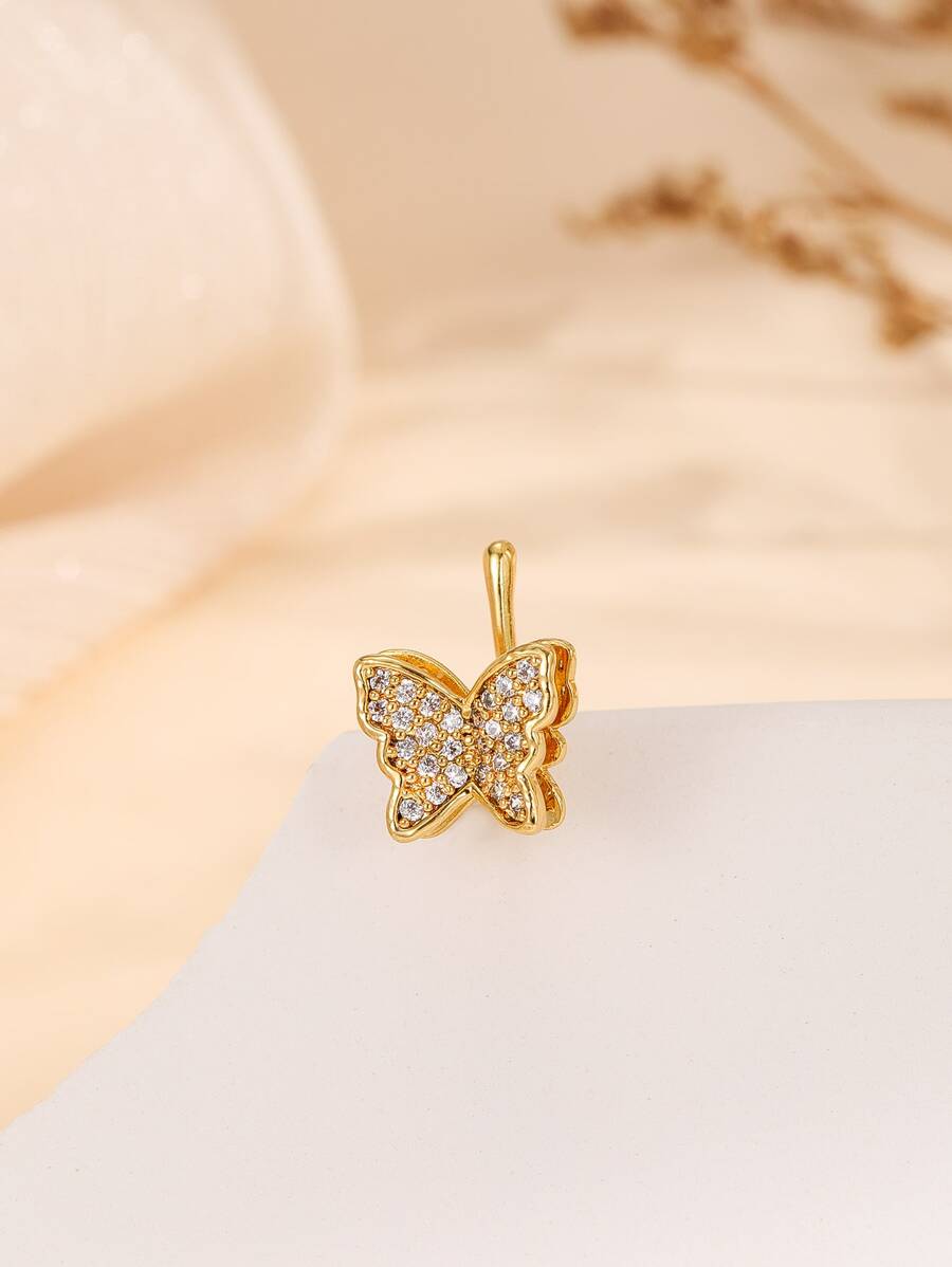 Cubic Zirconia Butterfly Decor Nose Cuff | SHEIN USA