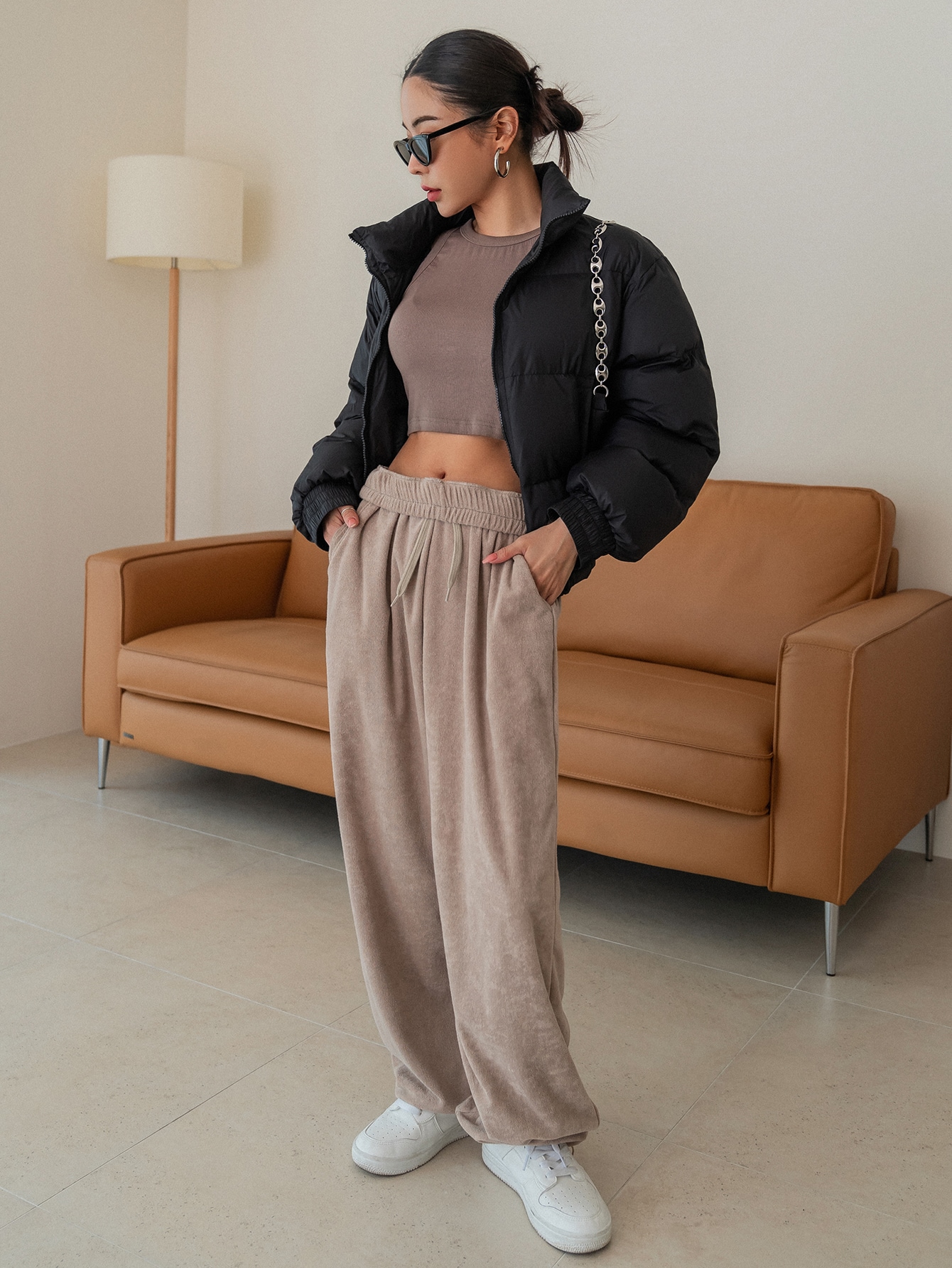 DAZY Drop Shoulder Drawstring Hem Zipper Puffer Thick Coat | SHEIN UK