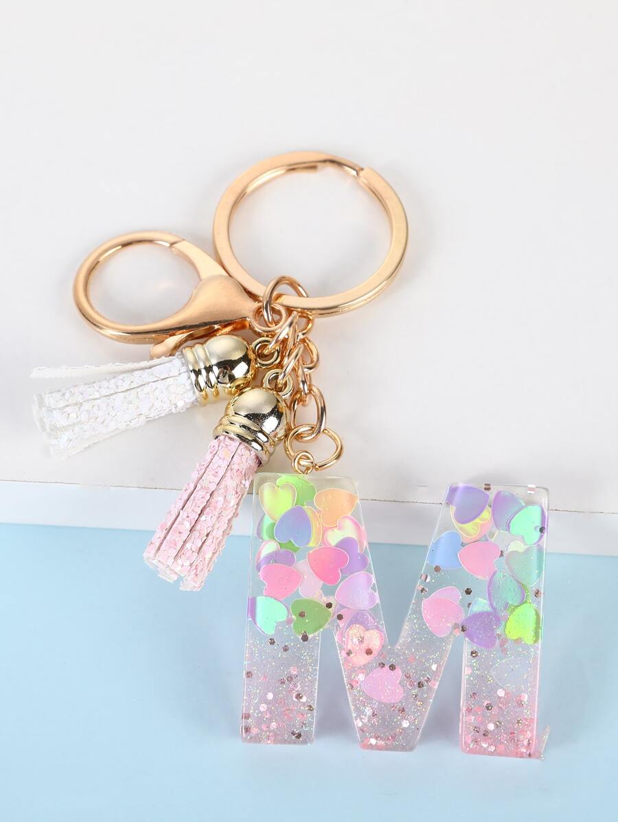 Tassel & Letter Charm Keychain | SHEIN USA