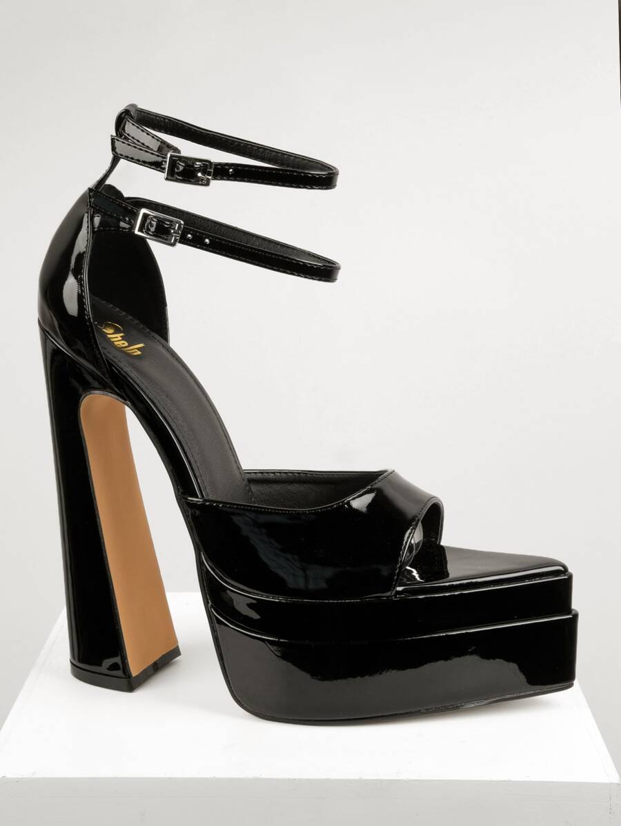 Adjustable Ankle Strap Double Platform Heels | SHEIN USA