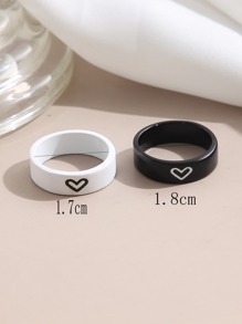 2pcs Couple Heart Detail Ring | SHEIN USA