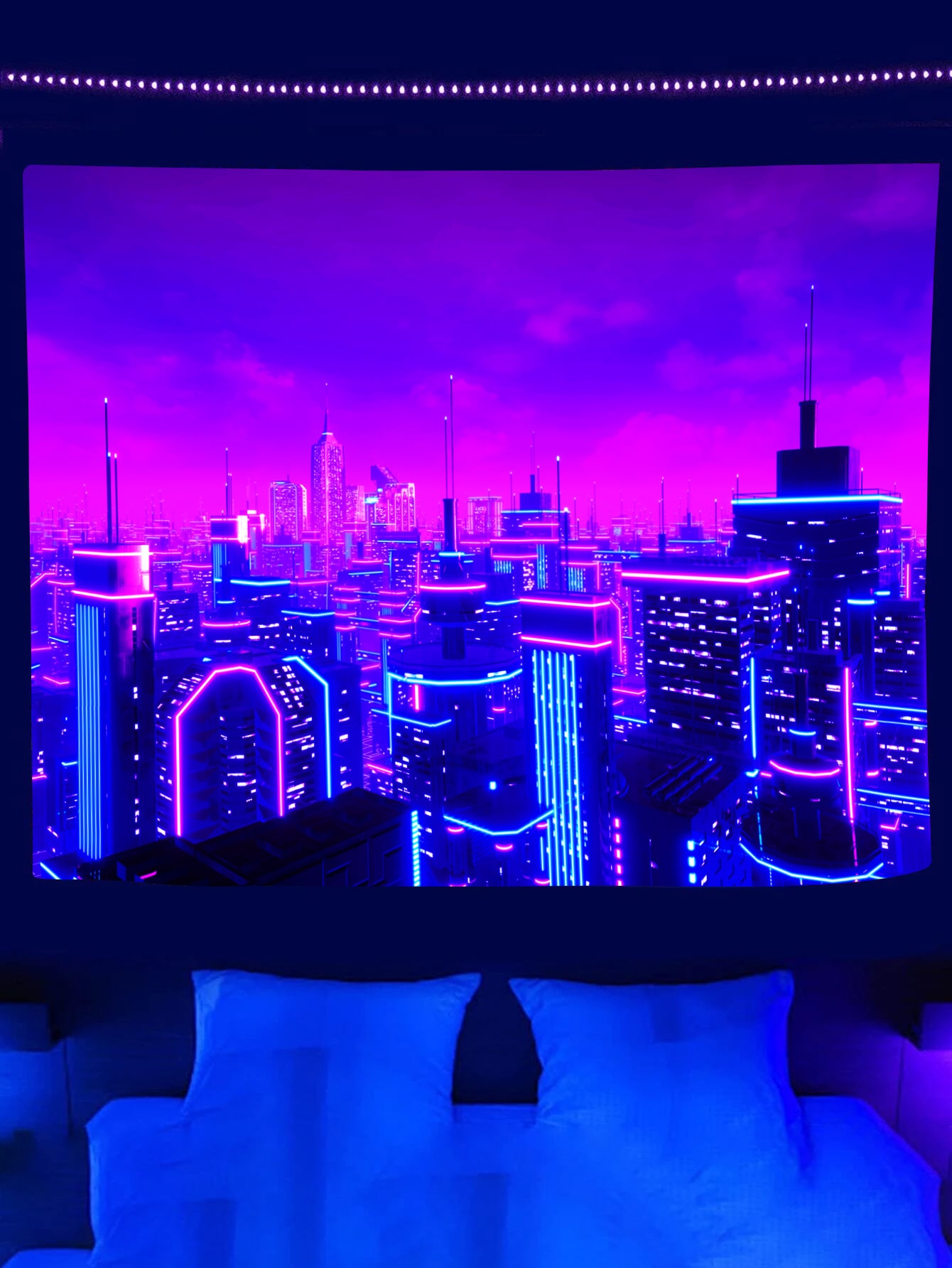 1pc City Pattern Glow-in-the-dark Tapestry, Modern Fabric Building ...