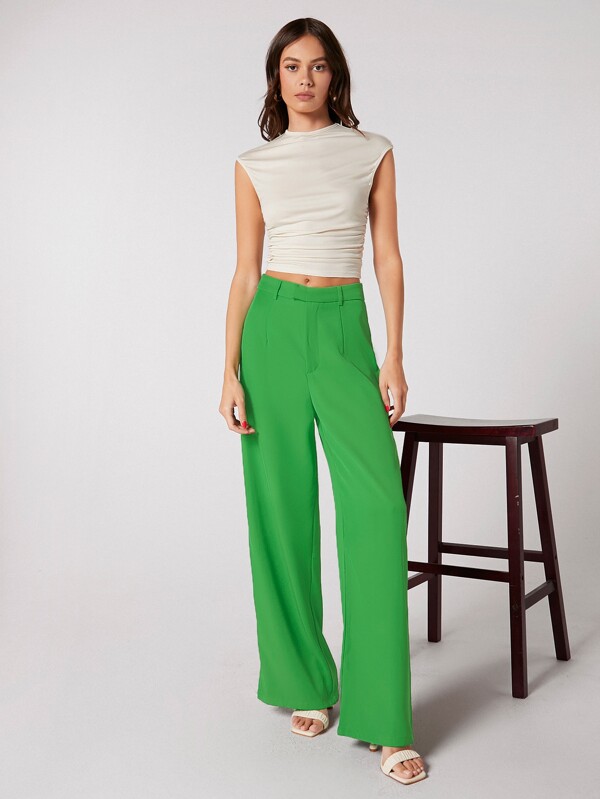 SHEIN BIZwear Solid Ruched Tank Top Workwear | SHEIN USA