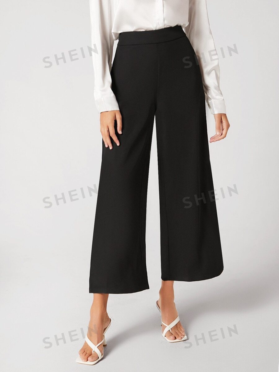 SHEIN BIZwear Seam Front Cropped Trousers | SHEIN UK