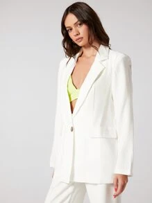 BizChic Shoulder Pad Split Back Blazer | SHEIN USA