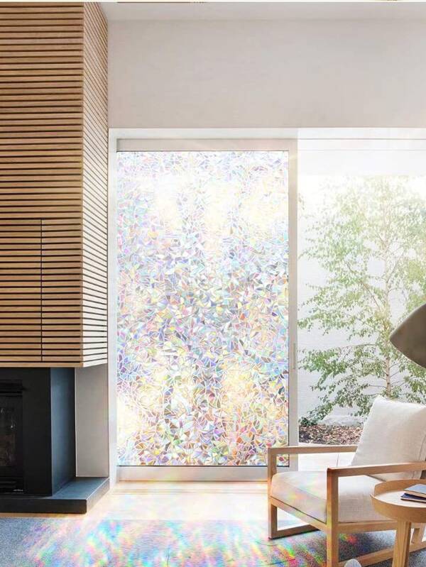 1pc Window Privacy Film, Rainbow Static Cling, Stained Glass Film ...